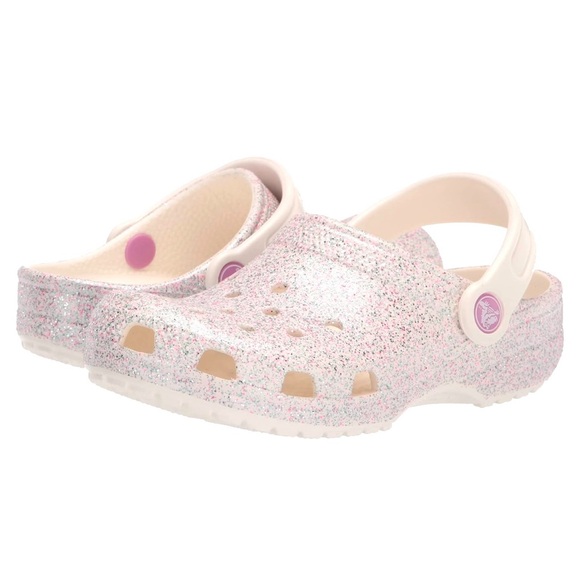 CROCS | Shoes | Crocs New White With Pink Sparkle Size J6 | Poshmark